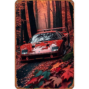 Red Ferrari F40 Super Car Game Poster Tin Sign Cafe bar Home Wall Art Decoration Retro Metal Tin Sign 8x12 inch