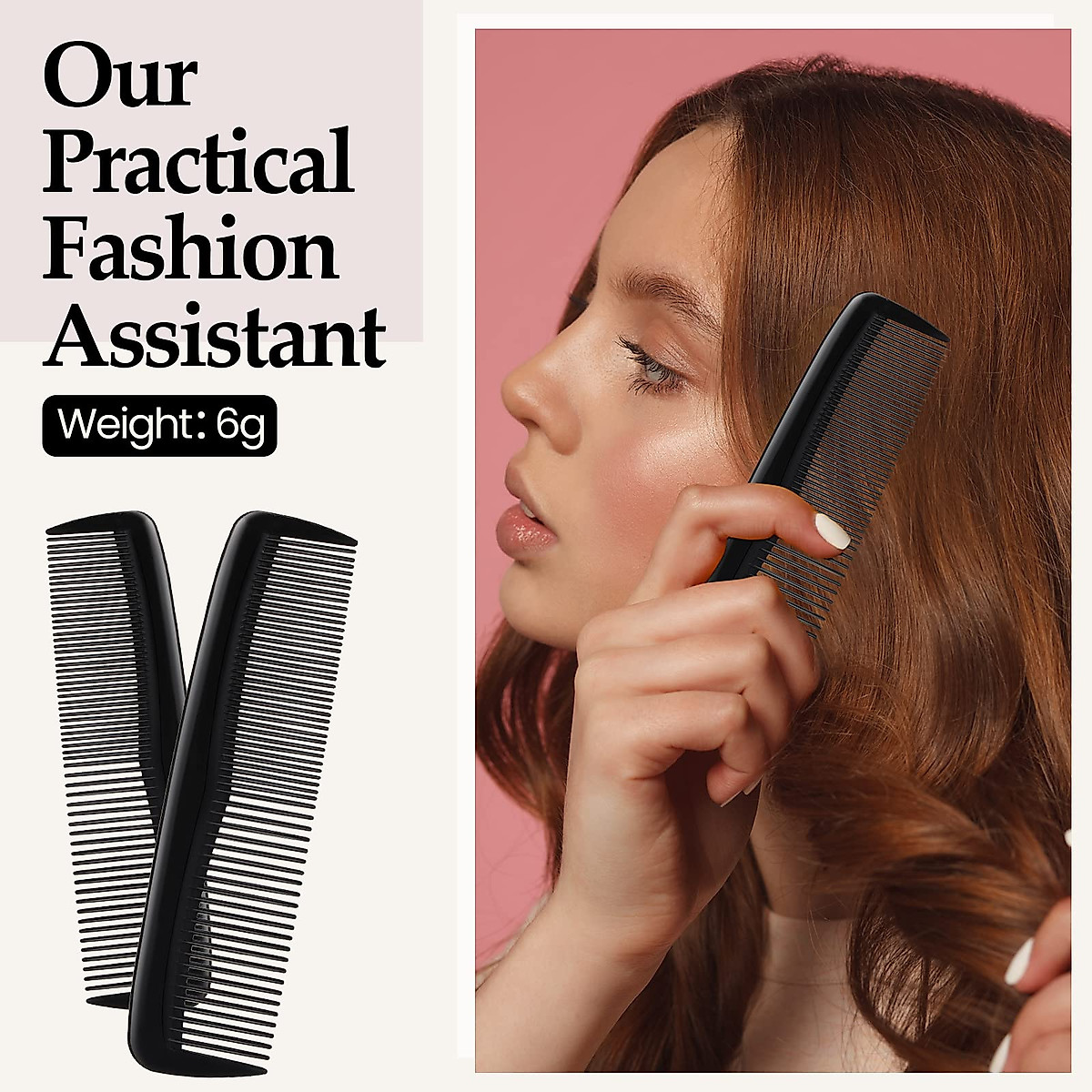 300 Pieces Hair Combs Bulk Styling Comb Set for Women Men Reusable Pocket Small Plastic Comb Fine Dressing Comb for Travel, Hotel, Homeless, Nursing Home, Charity, 5 Inch (Black)