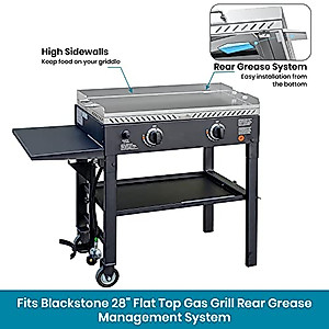 Stanbroil 28 inch Stainless Steel Flat Top Gas Grill Griddle Replacement for Blackstone 2-Burner Propane Fueled Grill Improved New Rear Grease Management System (Improved Version)
