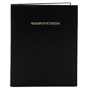 BookFactory Black Research Notebook - 96 Pages (.25" Grid Format), 8 7/8" x 11 1/4", Black Cover, Smyth Sewn Hardbound (LIRPE-096-LGR-A-LKT6)