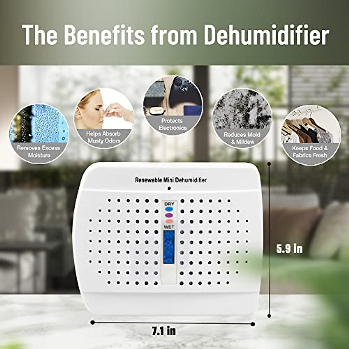 Rechargeable Small Dehumidifier, Moisture Absorber for Closed Spaces, Cabinet, Closet and Bathroom, Renewable Mini Dehumidifiers for Gun Safe, Rust Prevention