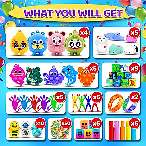 107Pcs Party Favors for Kids, Fidget Toy Pack Stocking Stuffers Birthday Gift Toys, Carnival Reward Classroom Prizes ,Treasure Box Toys Goodie Bag Stuffers Pinata Fillers for Kids 8-12