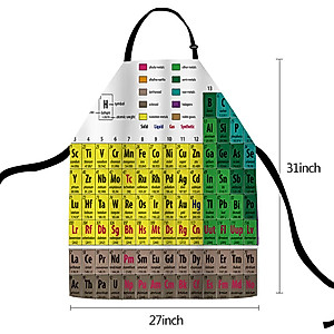 SSOIU Chemistry Cooking Apron, Periodic Table Of Elements Chemistry Student Educational Science Kitchen Apron For Baking/BBQ Men Women Unisex Waterproof 31X27 Inches
