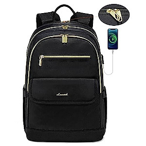 LOVEVOOK Laptop Backpack for Women,15.6 Inch Fashion Travel Backpack,Large Capacity Backpack Purse with USB,Water-resistant fits College Work Business Travel （Black）
