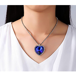 My Titanic Necklace | Stunning Heart of The Ocean Necklace from Titanic Movie | Premium Alloy Silver and 1.3 x 1.38 Inches Swarovski Crystal | Definitely The Best Present for Your Loved One | 338