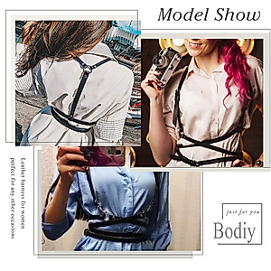 BODIY Gothic Punk Body Chains PU Leather Fashion Black Waist Straps Belt Womens Loop Belts Fashion Halloween Club Adjustable Costume Belt