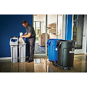 Rubbermaid Commercial Products Slim Jim Recycling Station 2-Stream Landfill/Mixed Recycling Bin/Can/Kit/Station, 23-Gallon, for Offices/Home/Higher Education/Commercial Facilities