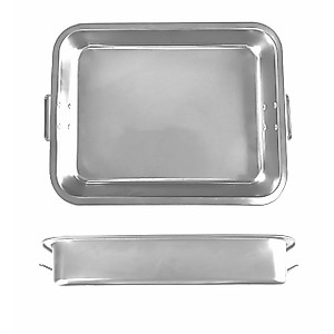 VBOYL 16" Premium Stainless Steel Roaster Pan Set with Baking & V-Shaped Racks - Heavy Duty, Healthy & Dishwasher Safe for Turkey, Chicken