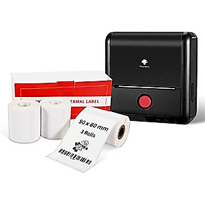 Thermal Label Maker Printer Mini - M200 Thermal Label Printer Bluetooth Wireless Support up to 3inch / 80mm Label with 3 Roll 50x80mm Thermal Labels, 100PCS/Roll