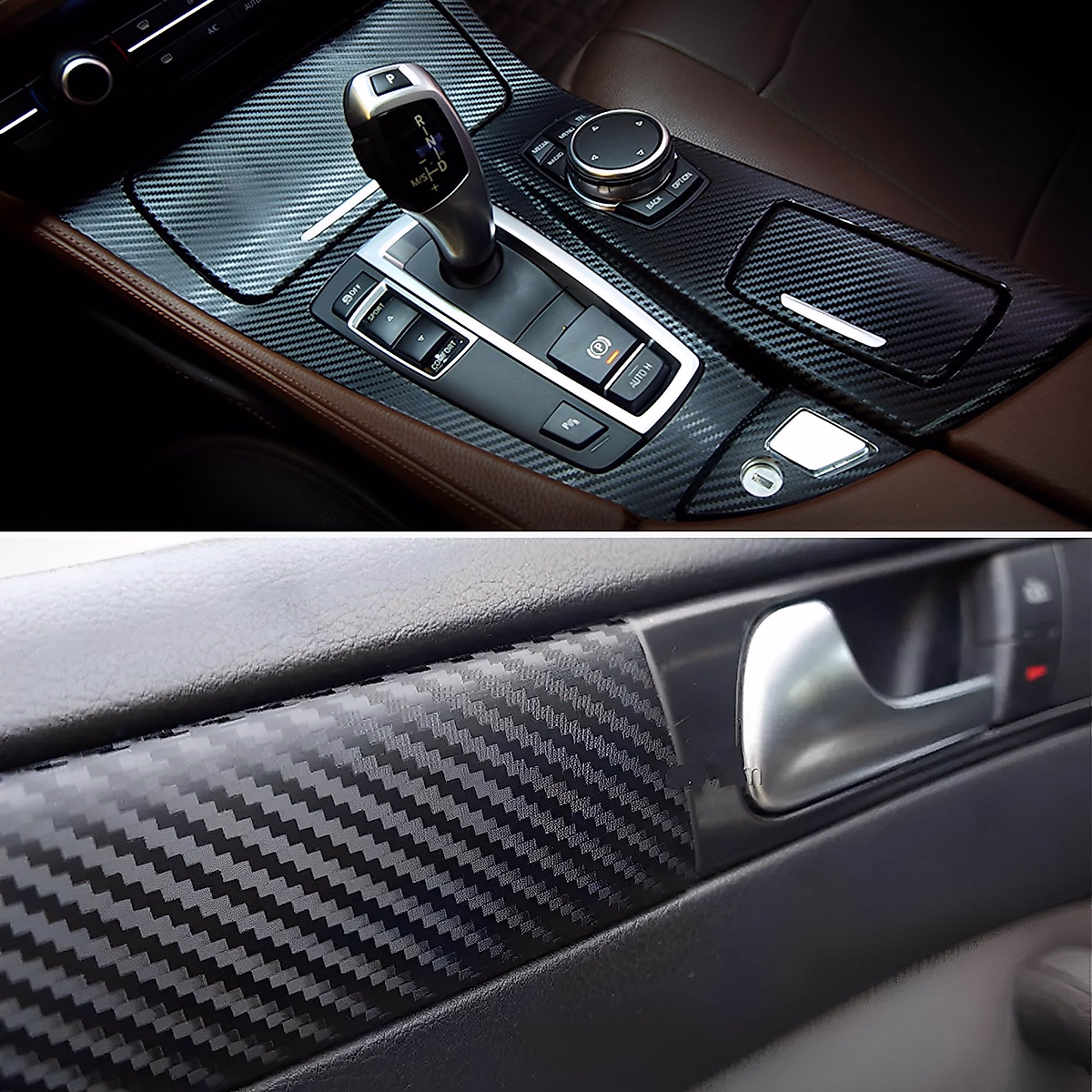 Lypumso 3D Black Carbon Fiber Vinyl Wrap with Tool Kits, Air Release Technology Car Wrap Vinyl Roll, Self Adhesive Wrap Stickers Waterproof Film Auto Exterior Interior Decoration 1ft x 13ft