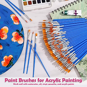 126 Pcs Small Paint Brushes Bulk, Kids Paint Brushes with Flat and Round Pointed Paint Brushes Set, Craft Brushes for Classroom Acrylic Oil Watercolor Canvas Face Painting