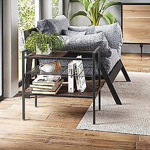 Giantex 3-Tier Console Table, 24" Industrial Sofa Table with Removable Mesh Beverage Can Rack & Magazine Rack, Multipurpose Entryway Table for Hallway, Foyer, Sofa Couch, Living Room, Kitchen