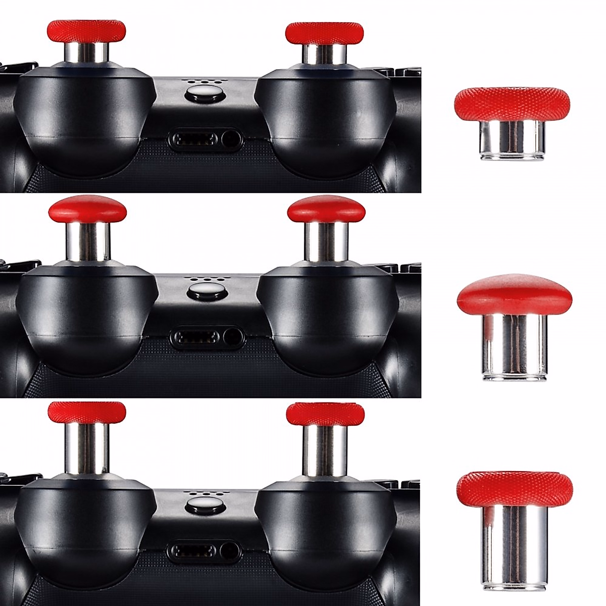 eXtremeRate 8 in 1 Metal Magnetic Red Thumbsticks Analogue Joysticks Replacement Repair Kits for Xbox One S X Elite PS4 Slim Pro Controller with T8H Cross Screwdrivers