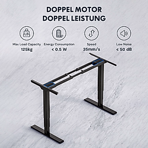 SANODESK Dual Motor 3 Stage Electric Adjustable Standing Desk Frame Heavy Duty 275lbs Load Capacity for Home Office (Black Frame Only)
