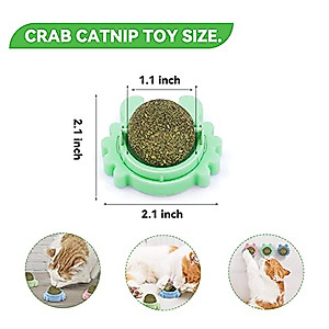 Aucenix Catnip Balls Toy for Cat, Wall Catnip Roller for Cat Licking, Teeth Cleaning Dental Edible Kitten Toy, Natural Rotating Crab Cat Toy (Green)