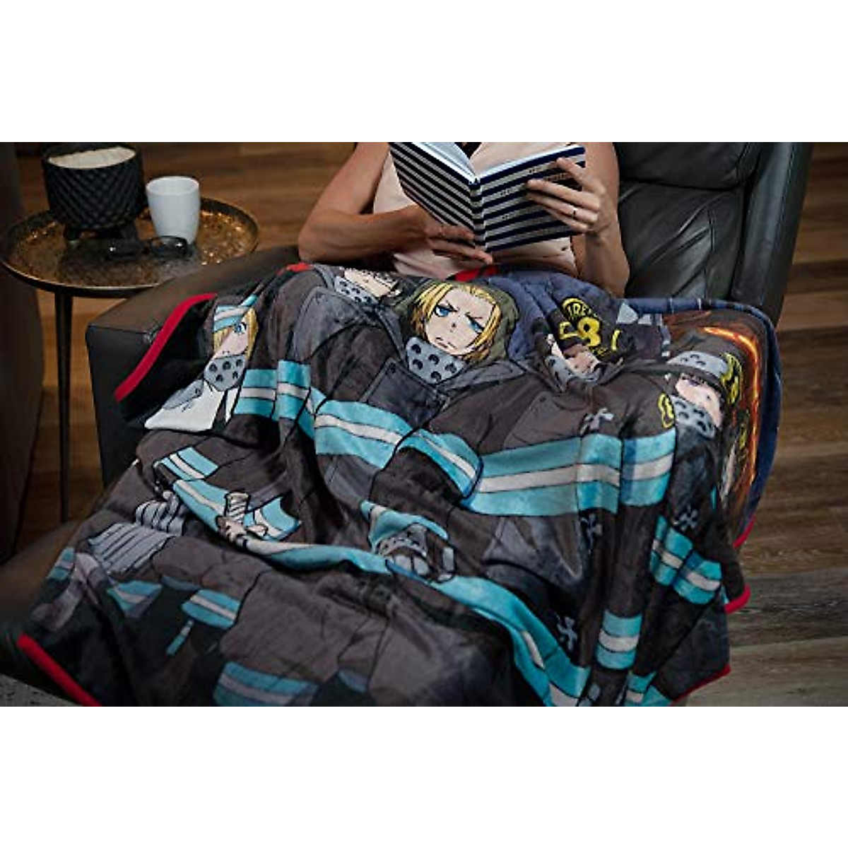 JUST FUNKY Fire Force Anime Series Fleece Throw Blanket | Fire Force Manga Throw Blankets | Fire Force Character Favorites Anime Blanket | Measures 60 x 45 Inches