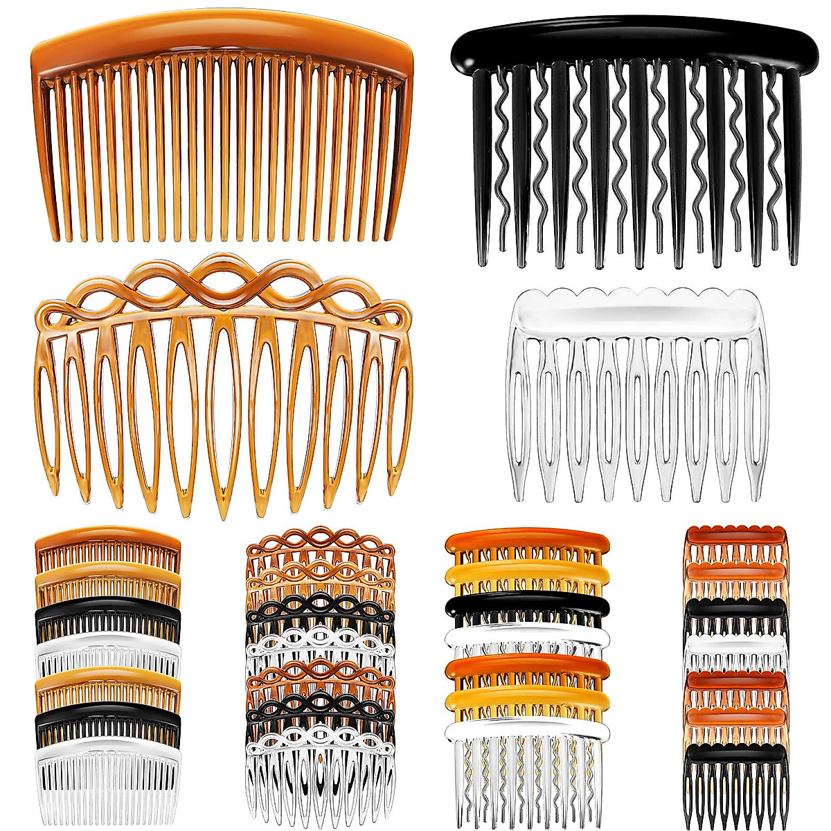 Chuangdi 32 Pieces French Hair Side Combs Set Plastic Twist Comb with Hair Clip Bridal Wedding Veil Accessories for Girls Women(9/11/17/23 Teeth)