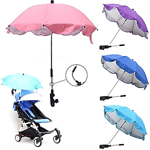 PXRJE Baby Stroller Umbrella,Baby Stroller Parasol, with Umbrella Clip Fixing Device,Detachable Baby Stroller Umbrella Sun Shade, Adjustable and Flexible arm,360 Degree UV Protection(Black)