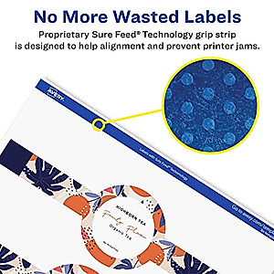Avery Durable Waterproof Cigar Labels with Sure Feed, 2-3/8" x 8", 300 Oil and Tear-Resistant Waterproof Labels, Laser/Pigment-Based Inkjet Printable Labels