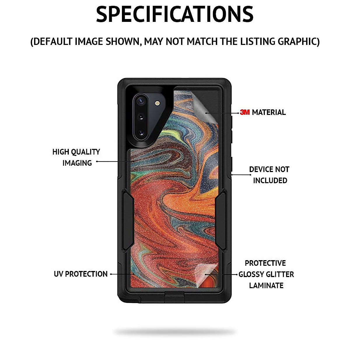 MightySkins Glossy Glitter Skin for OtterBox Commuter for Samsung Galaxy Note20 Ultra 5G - Hot Pink Chevron | Protective, Durable High-Gloss Glitter Finish | Easy to Apply | Made in The USA