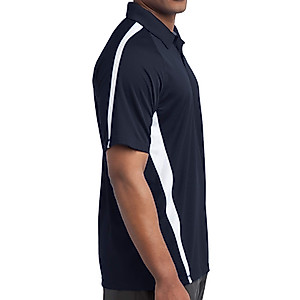 Ford Mustang Shelby Crest Pocket Print Colorblock Polo, Navy White 3X