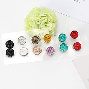 FEIlei Magnetic Hijab Pins, 12 Pairs Muslim Multi-Use Rhinestone Magnetic Scarf Brooches Round Hijab Pins