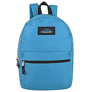 Trail maker Classic 17 Inch Backpack with Adjustable Padded Shoulder Straps (Light Blue)