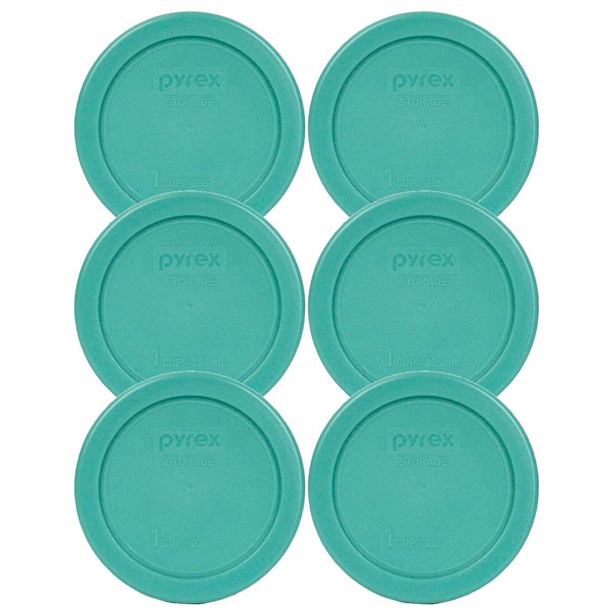 Pyrex 7202-PC 1 Cup Green Round Plastic Replacement Lid - 6 Pack