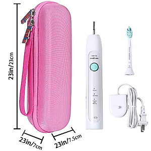 khanka Hard Electric Toothbrush Travel Case with 2 Pack Toothpaste Cap, Compatible with Philips Sonicare ProtectiveClean 4100 5100 5300 6100 6500, Holds Oral-B Pro 1000 3000 5000 6000 (Pink)