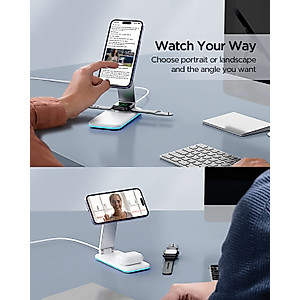 Magnetic Charging Station,Hohosb 3 in 1 Foldable Wireless Charger Stand[Compatible with Magsafe Charger] for iPhone 14/13/12 Series, AirPods Pro/3/2,Apple Watch/iWatch(18W Adapter Included)-White