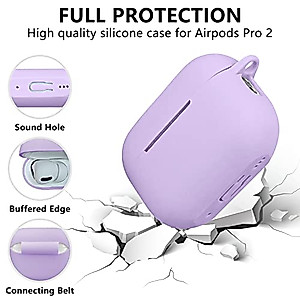 Case for AirPods Pro 2, AIIEKZ Cute AirPod Pro 2 Cover for Women Girls, Soft Silicone Case for Air Pods Pro 2nd Generation Wireless Charging Case with Beaded Bracelet Keychain (Lavender Purple)