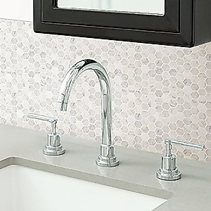 In Home InHome NH2359 Hexagon Marble Peel Stick Backsplash Tiles, White & Off-White