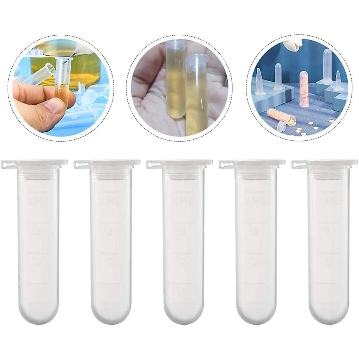 Arteya 5ml Microcentrifuge Tubes 200PCS,Centrifuge Tubes with Attached Lid, Round Bottom Transparent Micro Centrifuge Sample Bottle Vials Container for Lab,Plastic Lab Snap Tubes,Clear Graduation