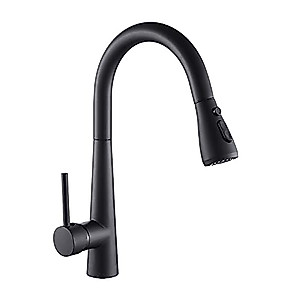 Kitchen Sink Faucet for Bar Farmhouse Commercial, Pull Out Kitchen Tap, Single Handle Kitchen Faucet Mixer, Single Hole 360 Rotate Copper Chrome/Black Swivel Sink Mixer Tap (Color : Black)