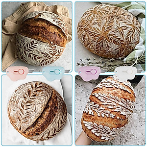 4 Pack Bread Lame Dough Scoring Tool Bread Dough Cutter with Push-pull Handle Sourdough Starter Bread Making Bakers Razor Scorer for Sourdough Baking & Bread Making Tools