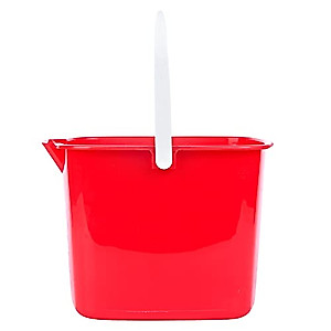 Restaurantware RW Clean 8 Quart Cleaning Bucket 1 Detergent Square Bucket - With Measurements Built-In Spout And Handle Red Plastic Utility Bucket For Home Or Commercial Use