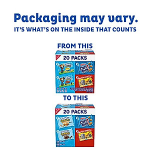 Nabisco Fun Shapes Variety Pack, Barnum's Animal Crackers, Teddy Grahams and CHIPS AHOY! Cookies, 20 Snack Packs