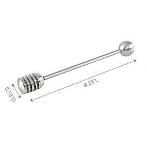 HOME-X Stainless-Steel Honey Dipper Wand for Honey Jars, Stainless-Steel Stirrer for Serving Honey and Syrup, Candy and Chocolate Drizzler Tool, 6 ¼” L x ¾” D, Stainless Steel