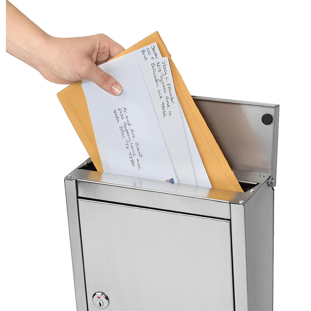 Architectural Mailboxes Regent Stainless Steel, Locking, Wall Mount Mailbox, 2507PS-10, Stainless Steel, Small Capacity