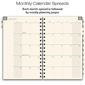Global Printed Products, 2024 Essential 5"x8" Monthly, Weekly Planner with Tabs - 14 Months (November 2023 Through December 2024) - Professional, Easy-to-Use Frosted Vinyl Covers for Extra Protection