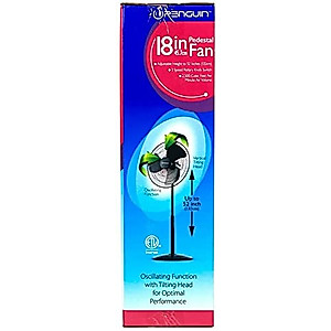Westerly Oscillating Pedestal Fan, Adjustable Height, 3 Speeds, for Bedroom, Living Room, Home Office and College Dorm Room, 18", Black (2)