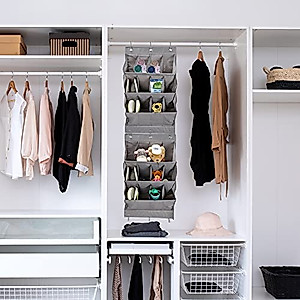 Yiketary 2 Pack Over The Door Shoe Organizer, 12 Large Pockets Hanging Shoe Organizer, Door Shoe Rack with 6 Hooks Shoes Storage Holder for Shoes, Sneakers, and Home Accessories, Grey