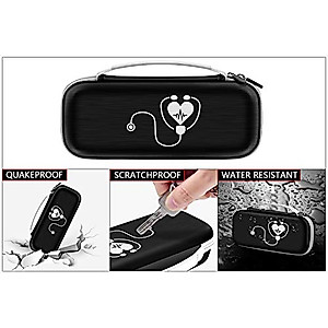 Protective & Portable Case Fits for 3M Littmann Classic III Monitoring Stethoscope, Accessories Holder for Reflex Hammer, Pen Light & Other Supplies, Bag for Nurse, Doctor - Black&Carton