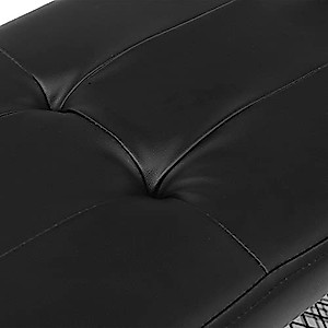 NA with Soft Cushion Stool Three-Layer Shoes Stool Frame 3-Layer Shoe Rack for Entrance PU Leather Metal Frame Suitable for Living Room Corridor 70 × 30 × 45cm Black