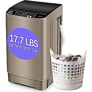 Krib Bling Full-Automatic Washing Machine with Drain Pump, 17.7 lbs Compact Washer, 10 Wash Program & 8 Water Level, Ideal for Apartment, Dorm, RV