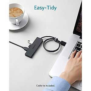 Anker USB Hub 4-Port USB 3.0 Hub,USB Splitter with 5Gbps Data Transfer, Ultra-Slim Data USB Hub [Charging Not Supported], USB Extender for MacBook, iMac, Surface, Mobile HDD, and More (USB-A, 2 ft)