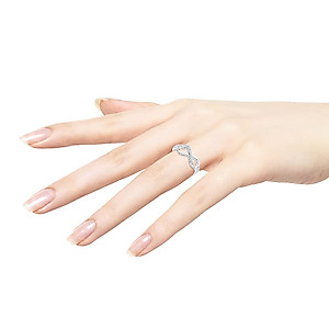 KATARINA Heart Shaped Infinity Diamond Ring in Sterling Silver (1/20 cttw, J-K, I1-I2) (Size-10)