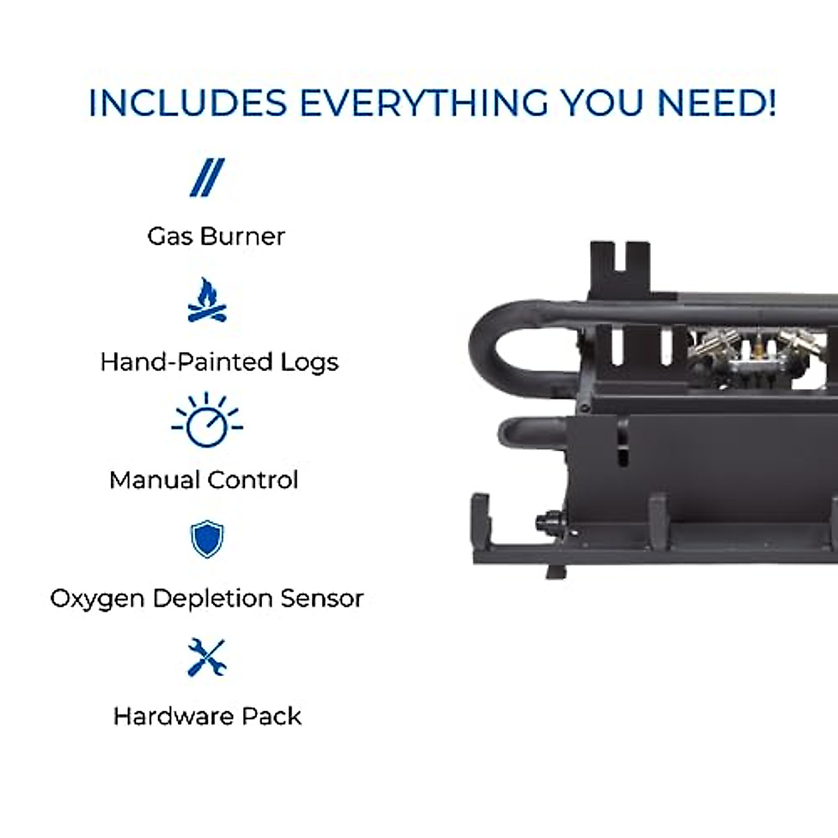HearthSense VFL18M Dual Fuel Ventless Fireplace Logs Set with Manual Control, Use with Natural Gas or Liquid Propane, 30000 BTU, Heats up to 1000 Sq. Ft, Brown, 18 Inches