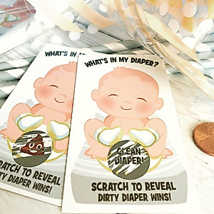 What's In My Diaper Baby Shower Scratch Off Game | 24 Cards - 1 Winner | Baby Shower Games | Baby Shower Prizes | Door Prizes | Baby Shower Decorations Neutral | Diaper Party | Dirty Diaper Game