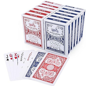 LotFancy Playing Cards, 12 Pack, Decks of Cards Bulk, Poker Size, Standard Index, for Blackjack, Euchre, Canasta Card Game, 6 Blue and 6 Red, Casino Grade Poker Cards